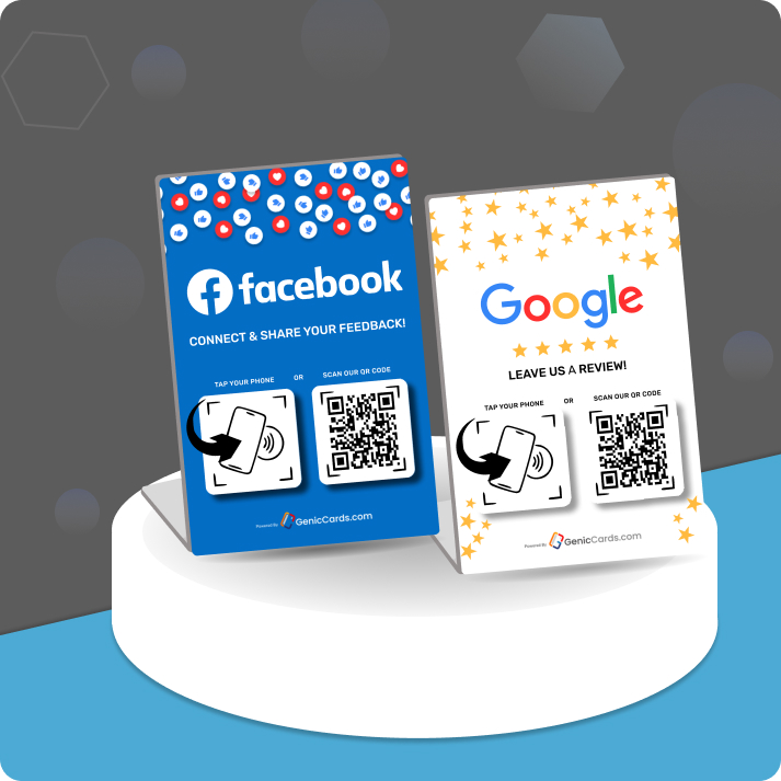 Facebook+Google Review Stand - Genic Cards